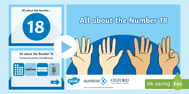 All About Number 18 PowerPoint Including Numicon Shapes